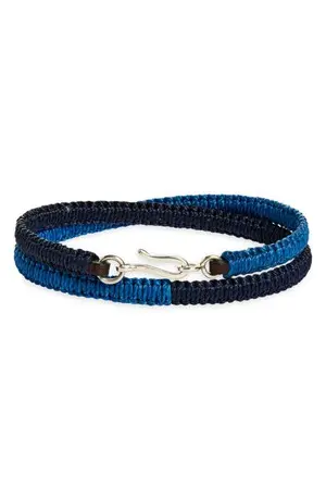 Caputo & Co Colorblock Macramé Leather Double Wrap Bracelet - Blue Combo