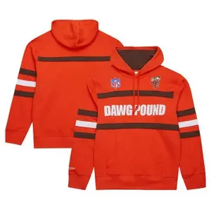 Mitchell & Ness Cleveland Browns Vintage Logo Fleece Pullover Hoodie - Orange