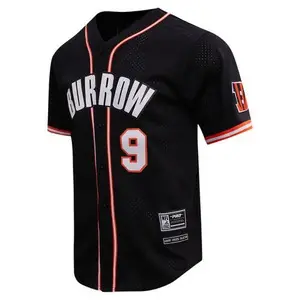 PRO STANDARD Joe Burrow Cincinnati Bengals Mesh Button-up Baseball Jersey