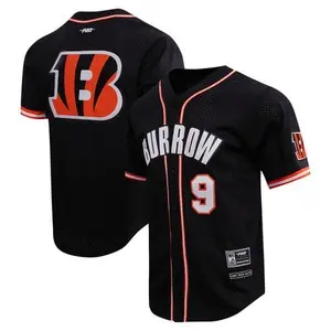 PRO STANDARD Joe Burrow Cincinnati Bengals Mesh Button-up Baseball Jersey