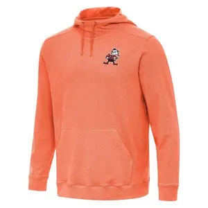 ANTIGUA Cleveland Browns Cloud Pullover Hoodie - Heather Orange