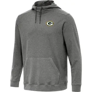 ANTIGUA Green Bay Packers Cloud Pullover Hoodie - Heather Black