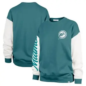 '47 Miami Dolphins Double Header Rise Andie Pullover Sweatshirt - Aqua