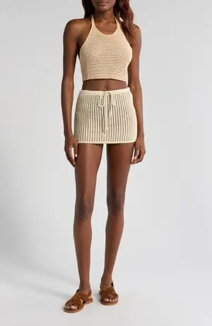 Elan Open Stitch Cover-up Miniskirt - Natural