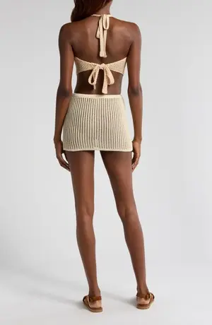 Elan Open Stitch Cover-up Miniskirt - Natural
