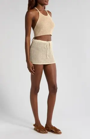 Elan Open Stitch Cover-up Miniskirt - Natural