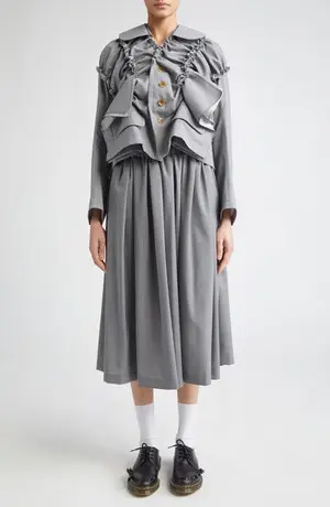 Tao Comme Des Garçons Tropical Weight Wool Blend Skirt