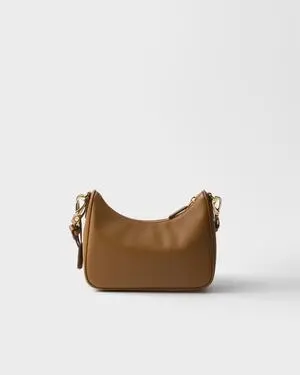 Prada Re-edition Mini Saffiano Leather Bag - Caramel