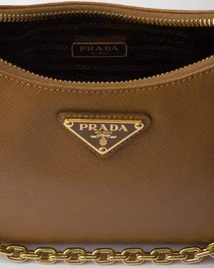 Prada Re-edition Mini Saffiano Leather Bag - Caramel