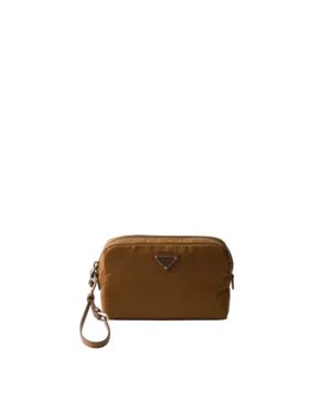 Prada Prada Re-Nylon Pouch With Leather Wristlet Brandy