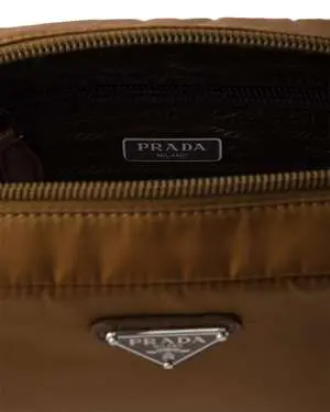 Prada Re-nylon Pouch With Leather Wristlet - Brown