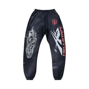 HELLSTAR Airbrushed Skull Sweatpants 'midnight Dye - Black