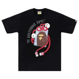 A BATHING APE Japanese Traditional Charm Tee - Black