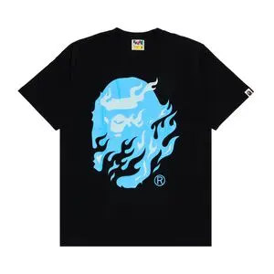A BATHING APE Flame Ape Head Tee - Black