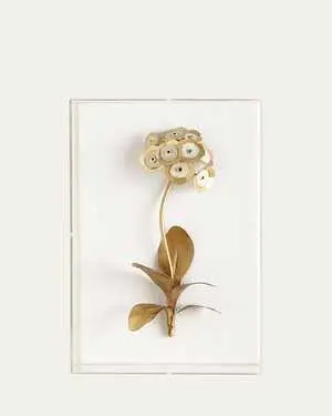 TOMMY MITCHELL Original Gilded Auricula Study On Linen - Gold