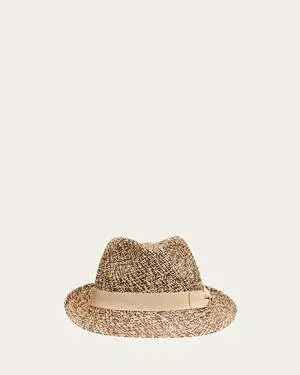 Inverni Trilby Melange Straw Panama Hat - Black | Editorialist display picture 1