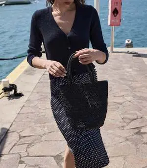 DÔEN DOEN Bateau Raffia Bag Black Raffia