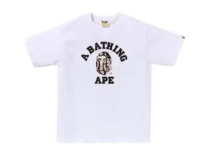 A BATHING APE Trial Camo College Tee Shirt - White/beige