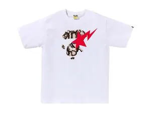 BAPE Trial Camo Ape Face Sta Tee Shirt White/beige