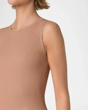 Akris Sleeveless Ribbed Stretch Crepe Tube Dress - Cuoio