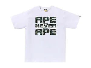 A BATHING APE Trial Camo Asnka Tee Shirt White/green