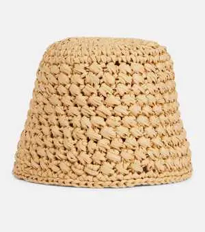 Loro Piana Jasmine Raffia Bucket Hat - Beige