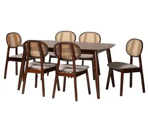 BAXTON STUDIO Darrion Grey Fabric And Wood 7-pi Ce Dining Set - One-color