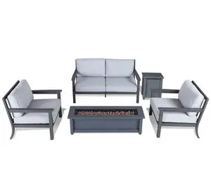REAL FLAME Ortun 4-seat Patio Furniture Set Wit Fire Table - One-color