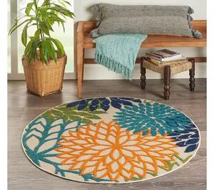 NOURISON HOME Aloha Tropical 4' X Round Rug - One-color