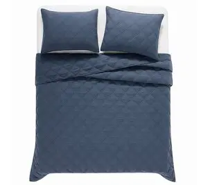 BROOKLYN LOOM Diamond Washed Cotton King Quilt Set