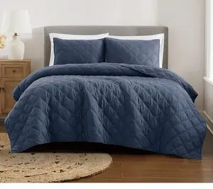 BROOKLYN LOOM Diamond Washed Cotton Full/queen Quilt Set - One-color
