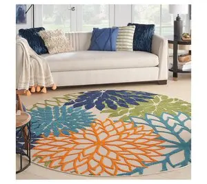 NOURISON HOME Aloha Tropical 7'10' X Round Rug - One-color