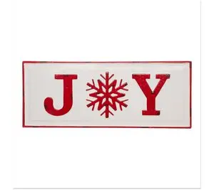 GLITZHOME Joy And Snowflake Enameled Metal Hang Ing Wall Sign - One-color