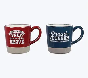 YOUNG'S INC. Young's Ceramic Americana Veteran Set Of 2 16oz Mugs - One-color
