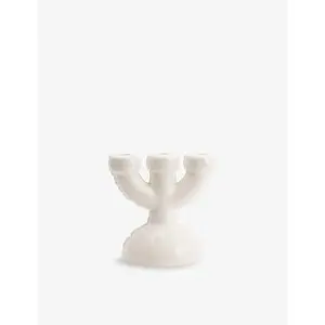 HOME STUDYO Eric Ceramic Candelabra 22cm - Bone White Gloss