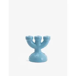 HOME STUDYO Eric Ceramic Candelabra 22cm - Sky Blue Gloss