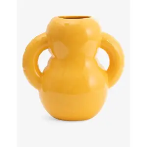 HOME STUDYO Oscar Ceramic Vase 29cm - Yolk Yellow Gloss