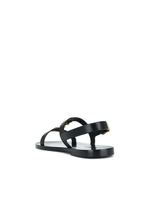 Saint Laurent Cassandra Flat Sandal With Gold-tone Hardware