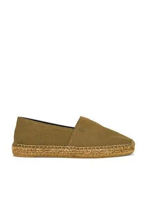 Saint Laurent Canvas Espadrille With Embroidered Logo - Cactus