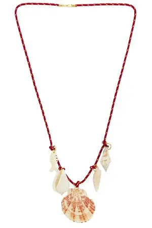Timeless Pearly Shells Rope Necklace - Red