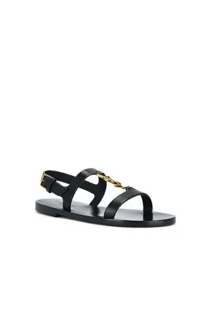 Saint Laurent Cassandra Flat Sandal - Nero