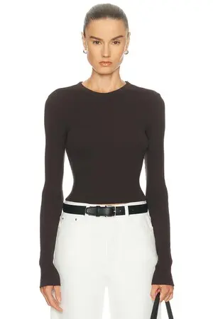Citizens Of Humanity Pilar Waffle Crewneck Top - Chocolate