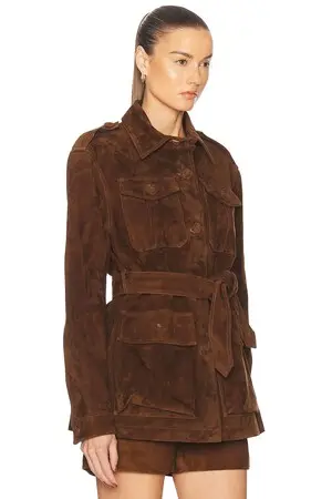AEXAE Leather Suede Mid Jacket - Suede Honey Brown