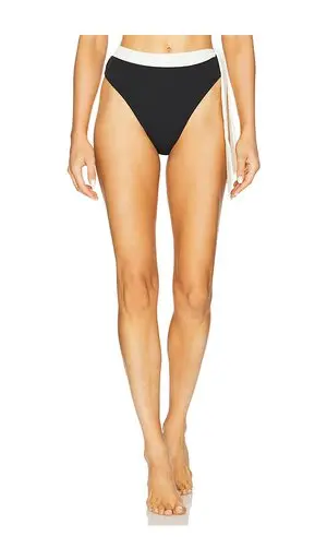 AWAY THAT DAY Tahiti Bikini Bottom - Black & Ivory