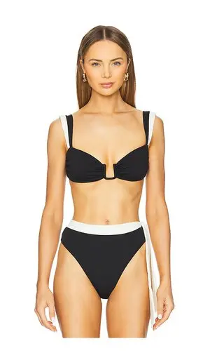 AWAY THAT DAY Cannes Bikini Top Black & Ivory