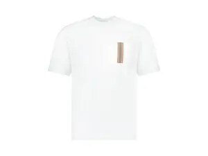 Burberry Stripe Trim Pocket Cotton T-shirt - White