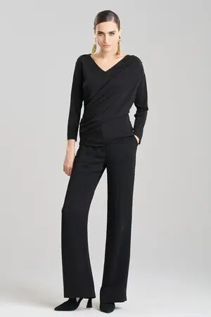 Natori Matte Jersey Draped V-neck Top