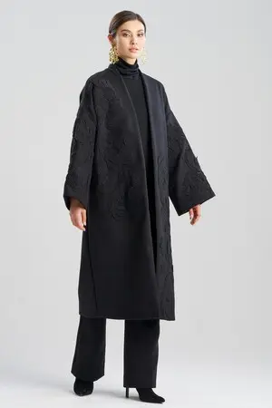Natori Felt Embroidered Long Coat