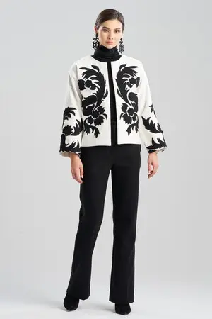Natori Felt Embroidered Crop Jacket