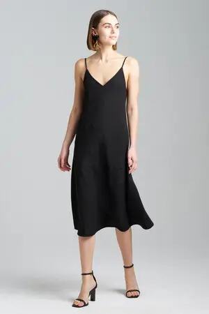 Natori Solid Crepe Embroidered Slip Dress